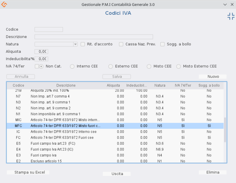 Codici IVA - GESTPMI Gestionali Aziendali